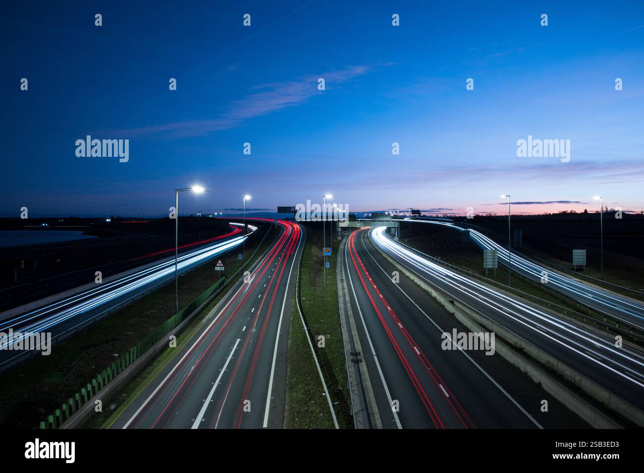Light Trails at the A1/A14 Junction Stock Photo - Alamy