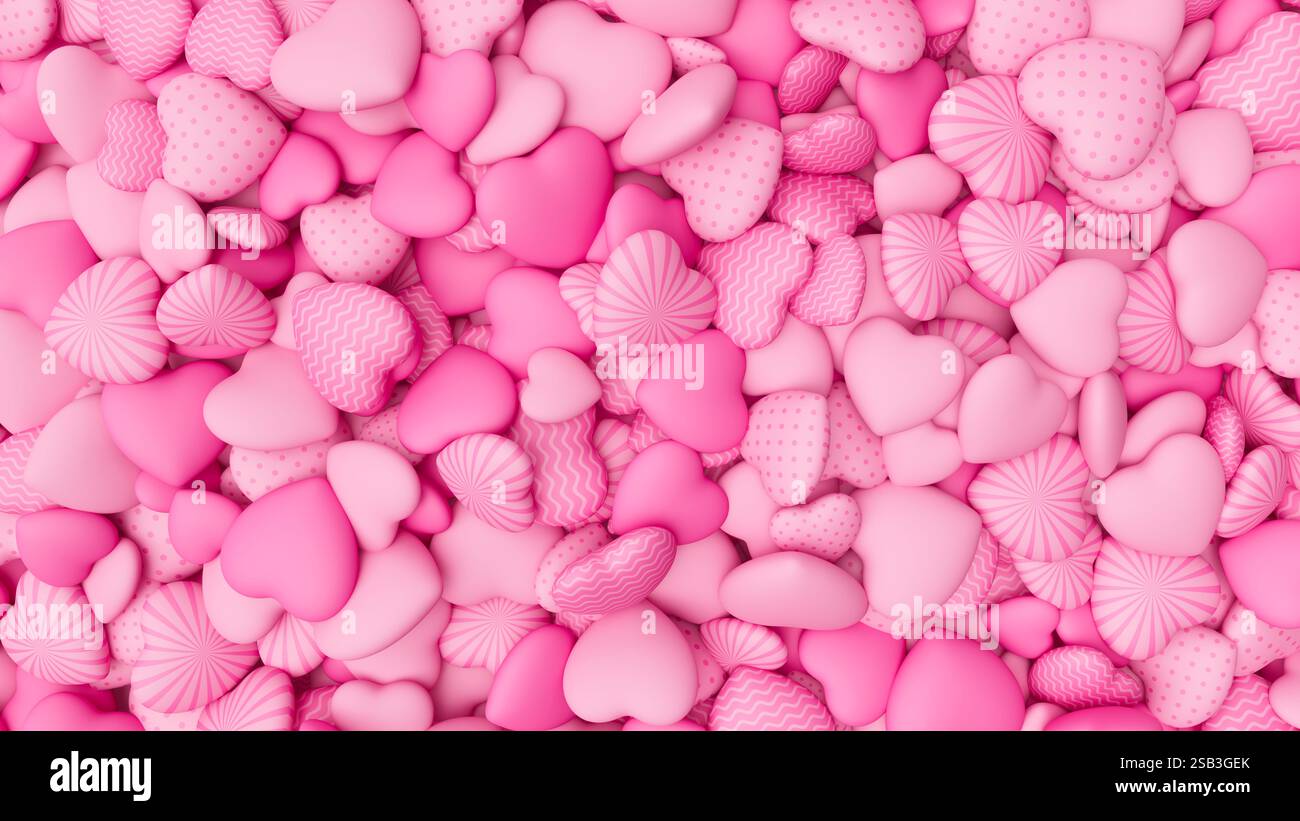 Light pink textured hearts background for Valentine's Day. Pile of ...