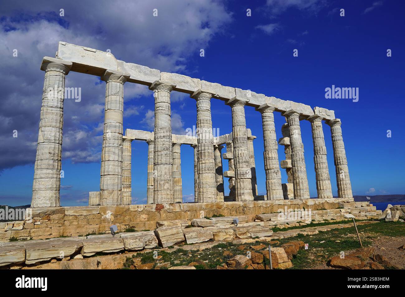 Ruins of the temple of Poseidon or Neptune, at cape Sounion, Attica ...