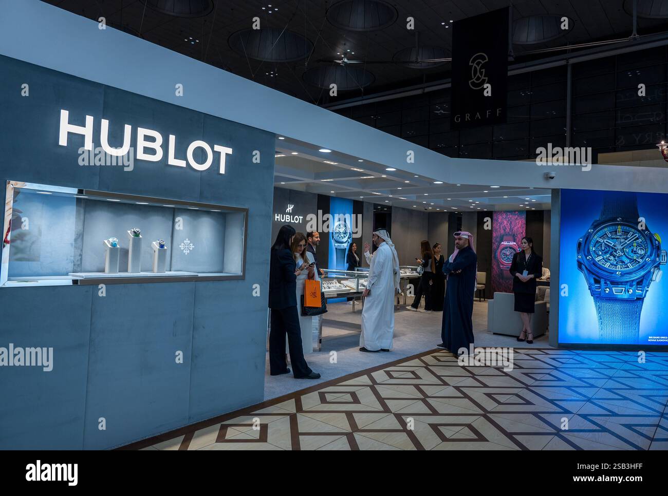 DOHA JEWELLERY AND WATCHES EXHIBITION People visit and look at Watches ...