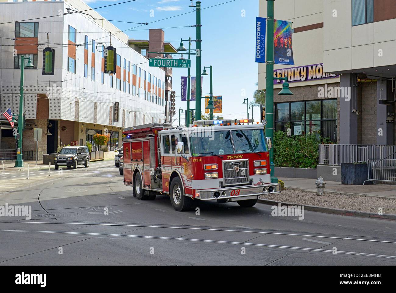 Fire truck of the Tucson Fire Department racing to an incident on ...