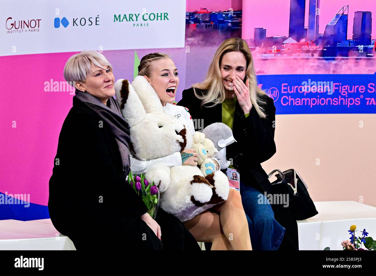 Niina PETROKINA (EST), at Kiss & Cry, during Women Free Skating, at the ...