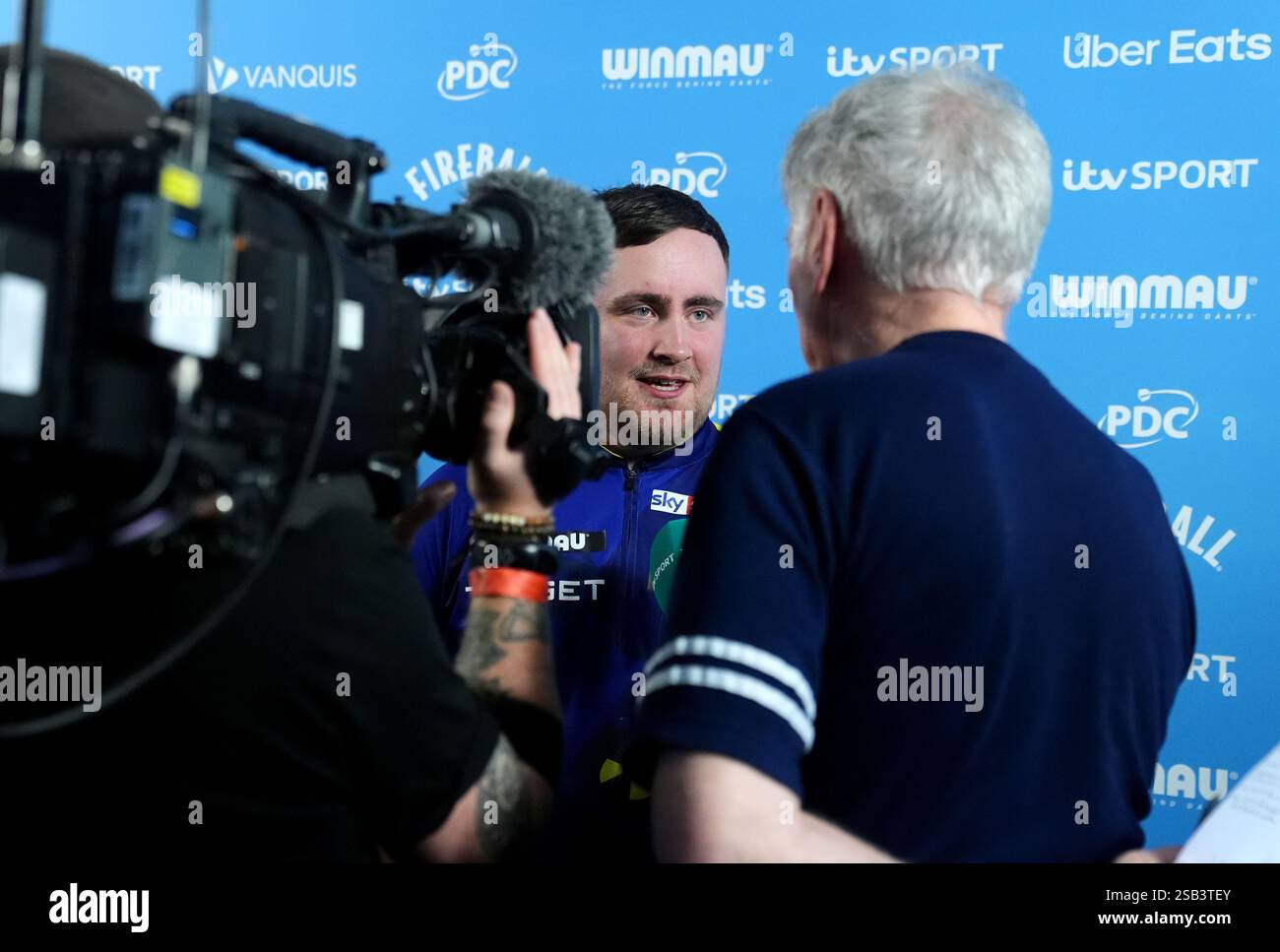 Luke Littler is interviewed after winning his first round match against ...