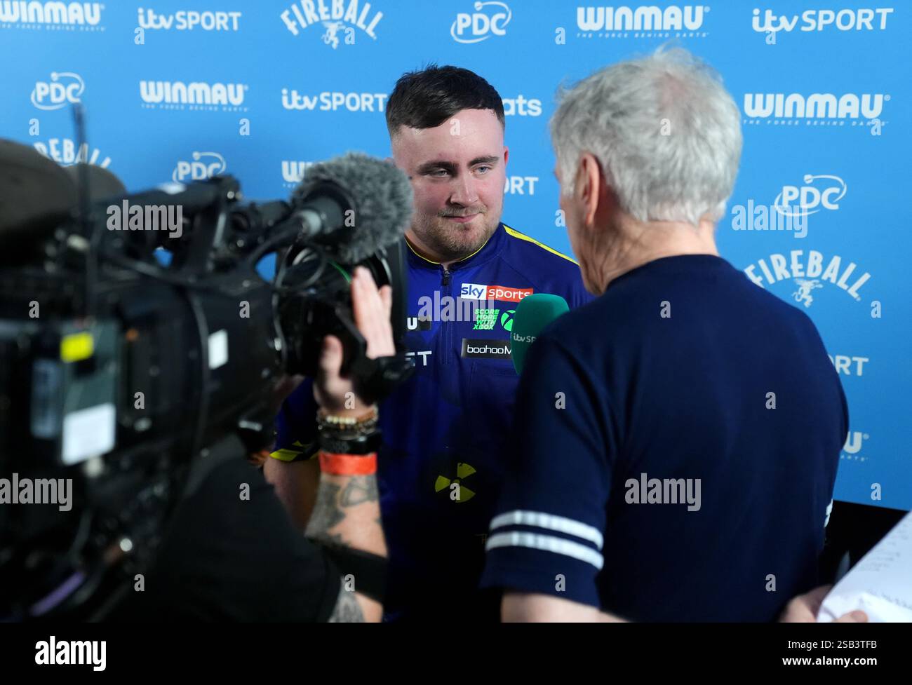 Luke Littler is interviewed after winning his first round match against ...