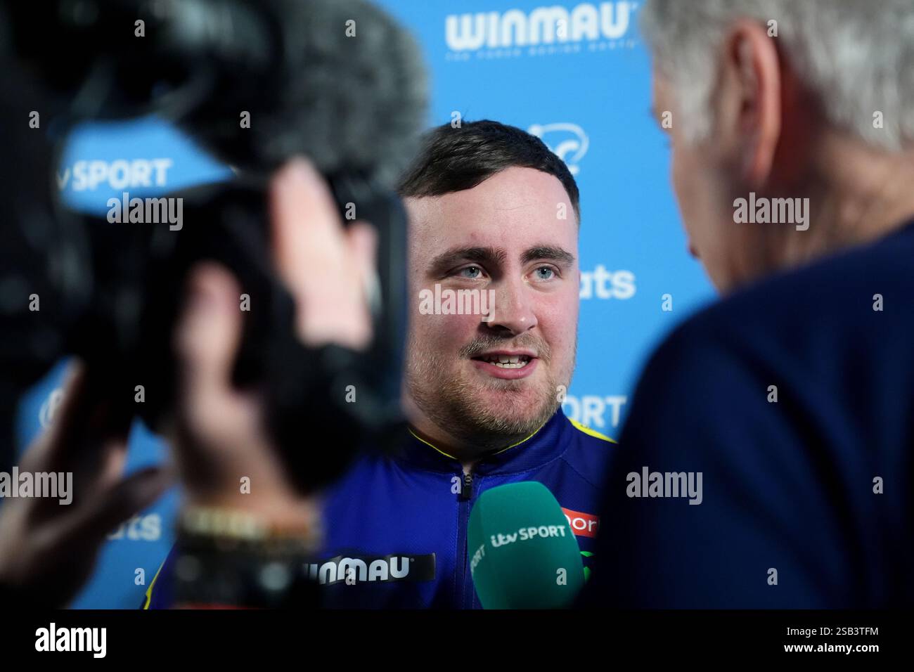 Luke Littler is interviewed after winning his first round match against ...