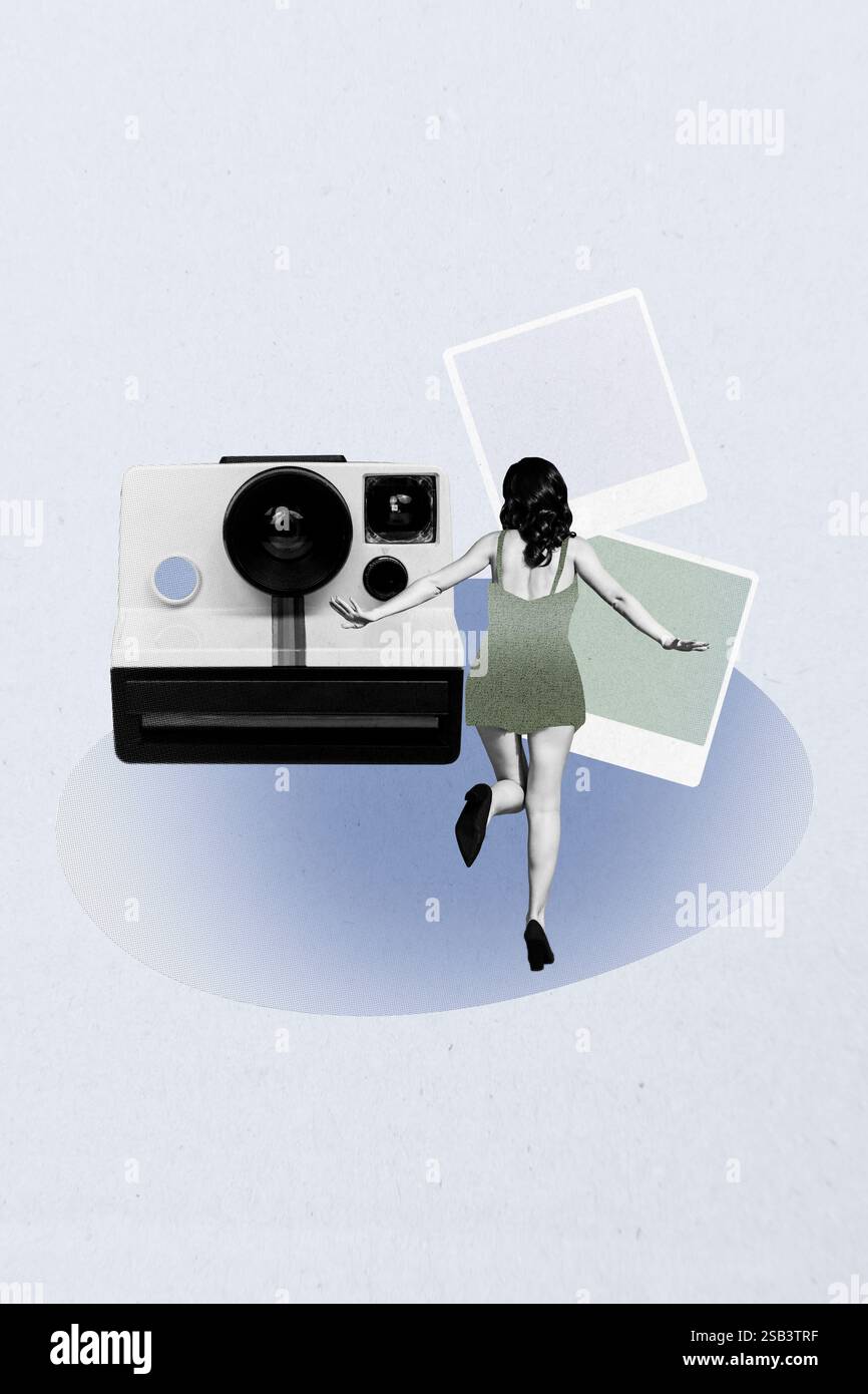 3D photo collage template trend artwork sketch of instant shooting ...