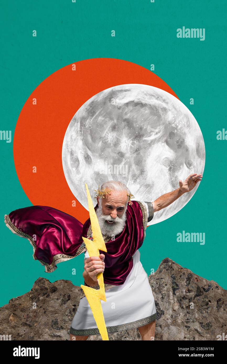 Trend artwork sketch design montage 3D collage of aged man mythology ...