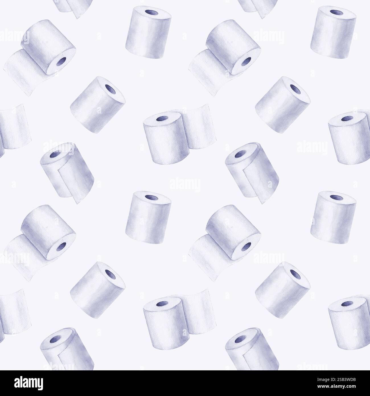 Abstract watercolor white toilet paper background. Hand drawn rolls ...