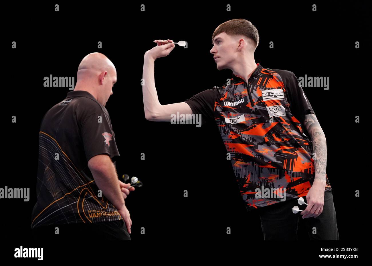 Bradley Brooks during his first round match against Michael Van Gerwen ...