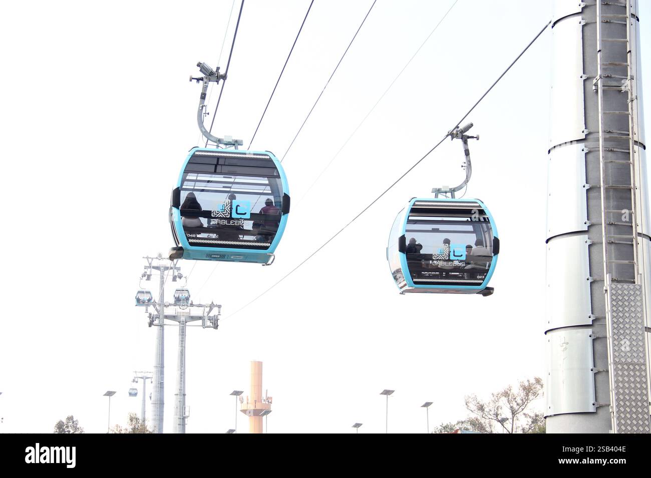 Mexico City, Mexico - Jan 8 2025: Cabins with passengers of Cablebus ...