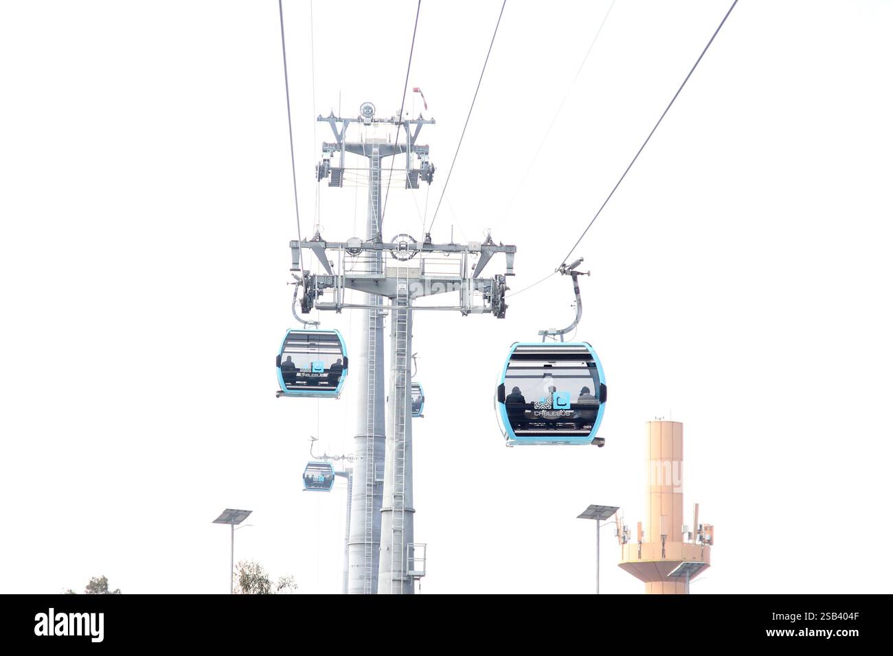 Mexico City, Mexico - Jan 8 2025: Cabins with passengers of Cablebus ...