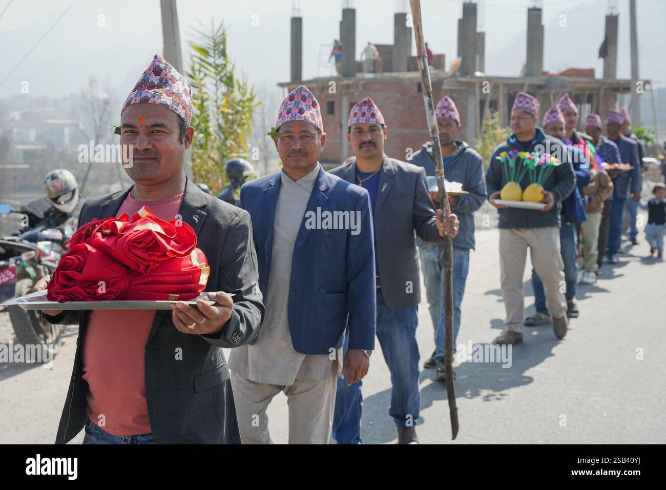 Bhaktapur, Nepal. 31st Jan, 2025. Members of the Newar community attend ...
