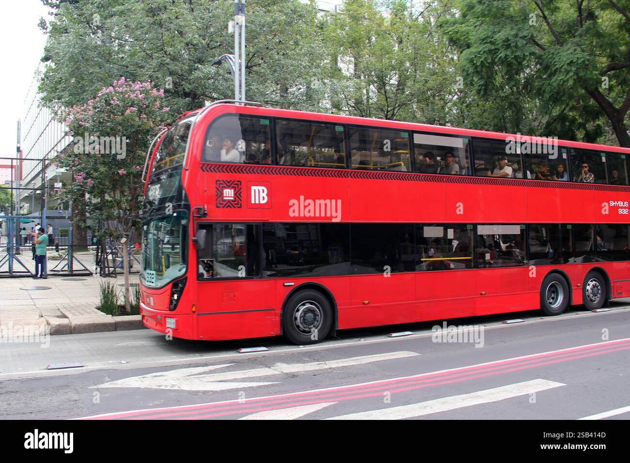 Mexico City, Mexico - Aug 23 2023: The Metrobus is a red double-decker ...