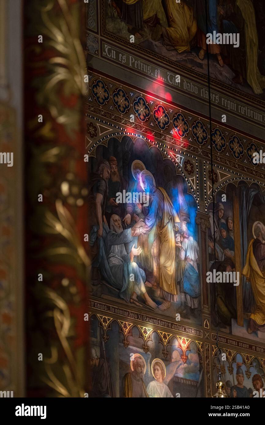 Light through a stained glass window at Vyšehrad, Prague, Czech ...