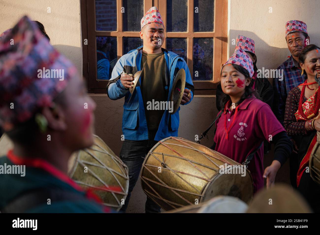 A musician performs at a Bratabandha ceremony, celebrating a young ...