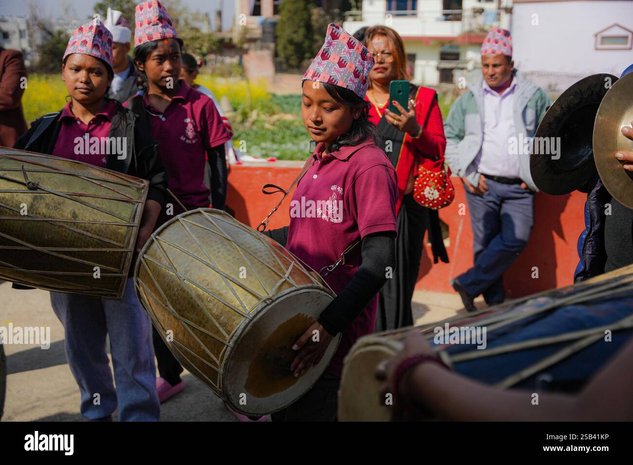 Bhaktapur, Nepal. 31st Jan, 2025. A musician performs at a Bratabandha ...