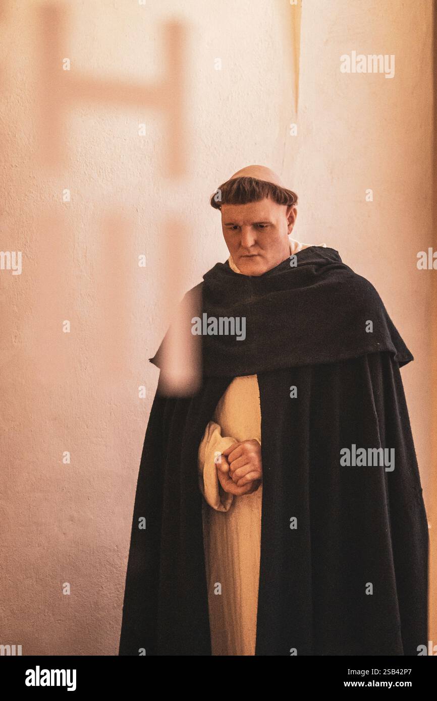Wax model of a medieval monk at the Europäisches Hansamuseum in Lübeck ...