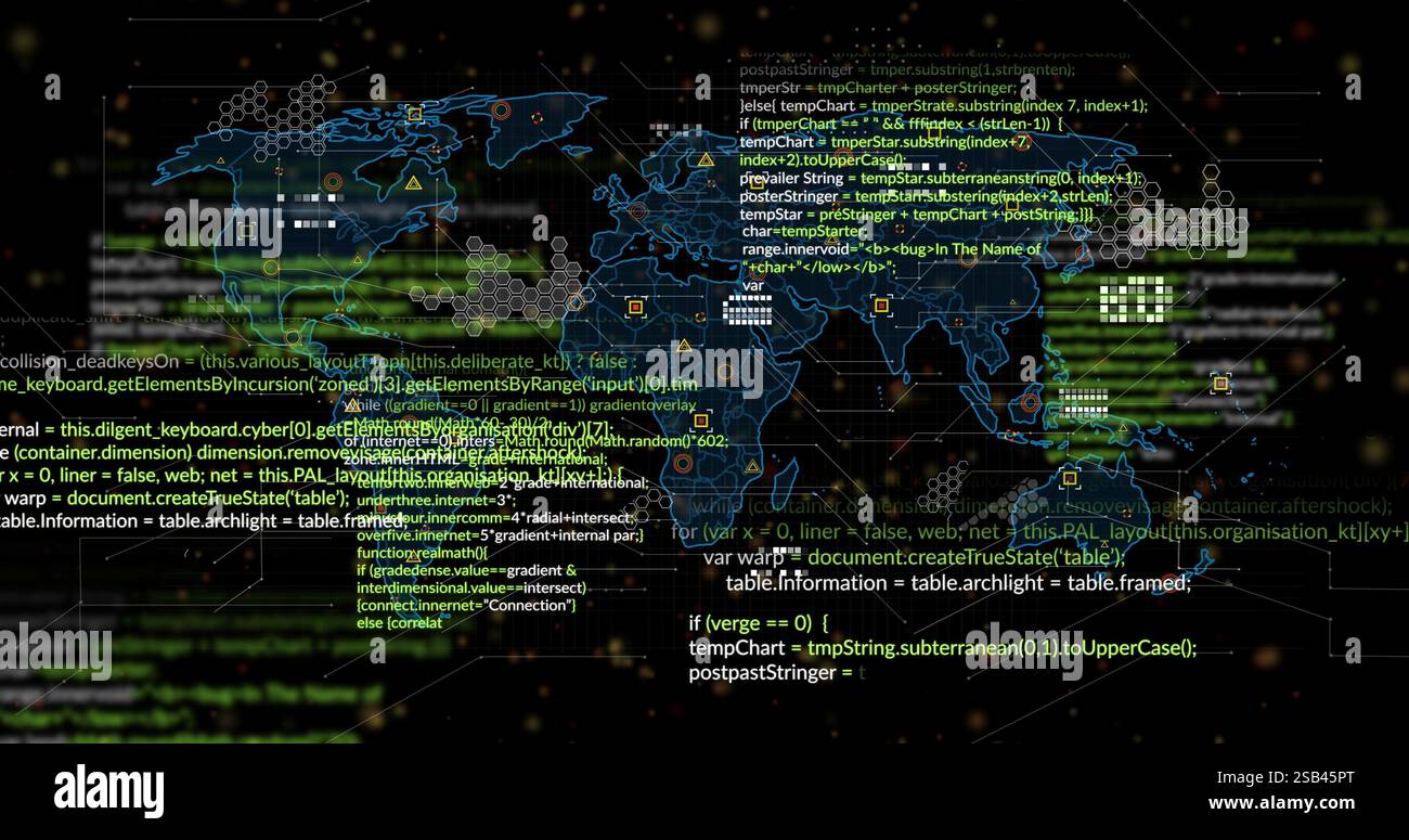 Image of digital data processing over world map Stock Photo - Alamy