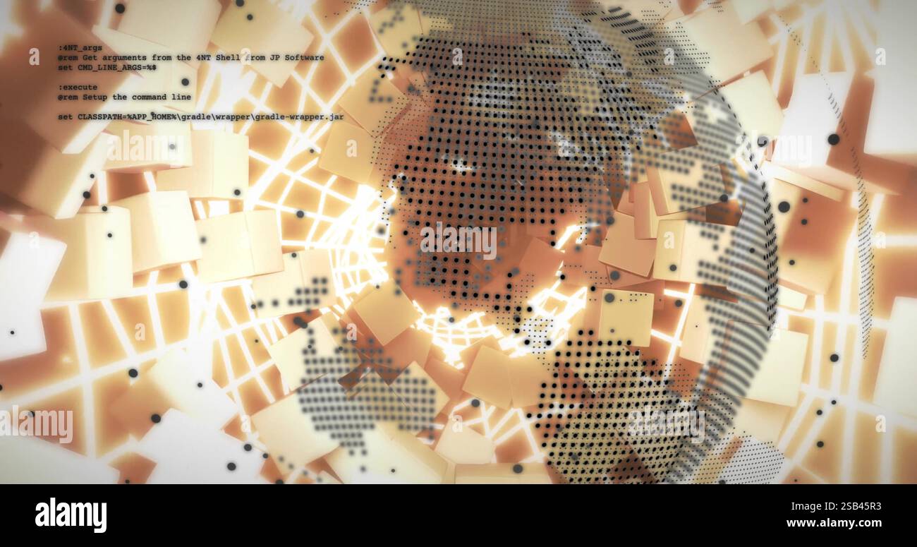 Image of data processing over globe on glowing background Stock Photo ...