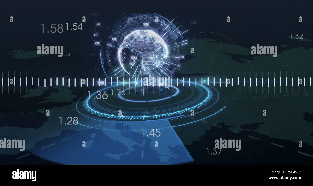Digital globe and data points image over world map Stock Photo - Alamy