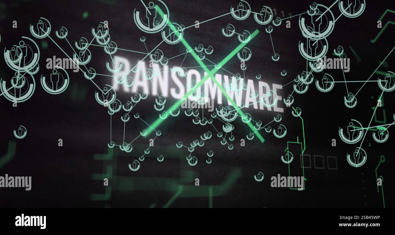 Ransomware text image over interconnected digital network and data symbols Stock Photo - Alamy