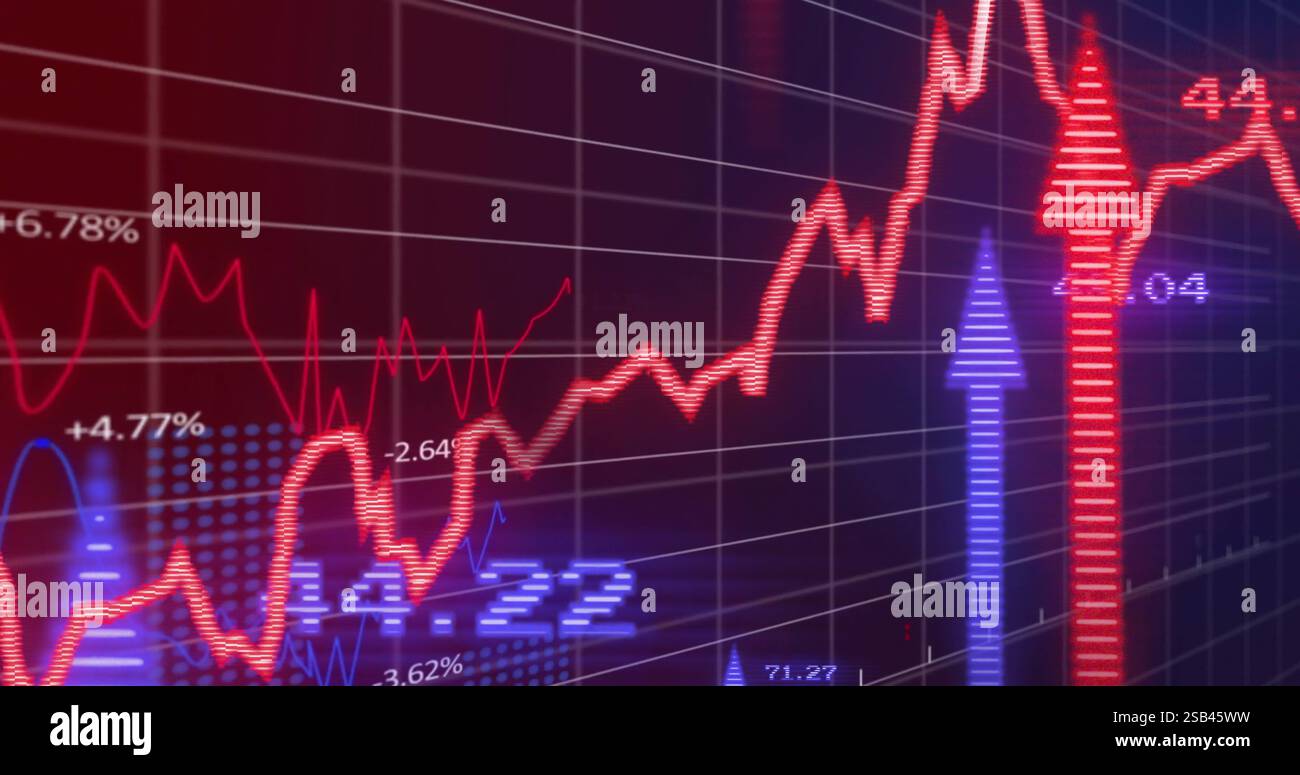 Financial data and stock market trends image with fluctuating graphs ...