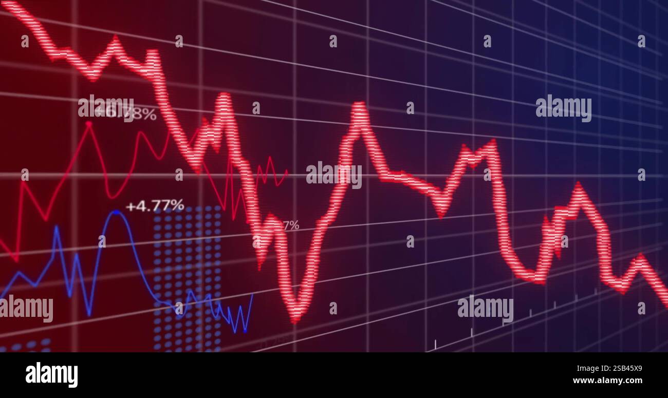 Stock market data and financial trends image over grid background Stock ...