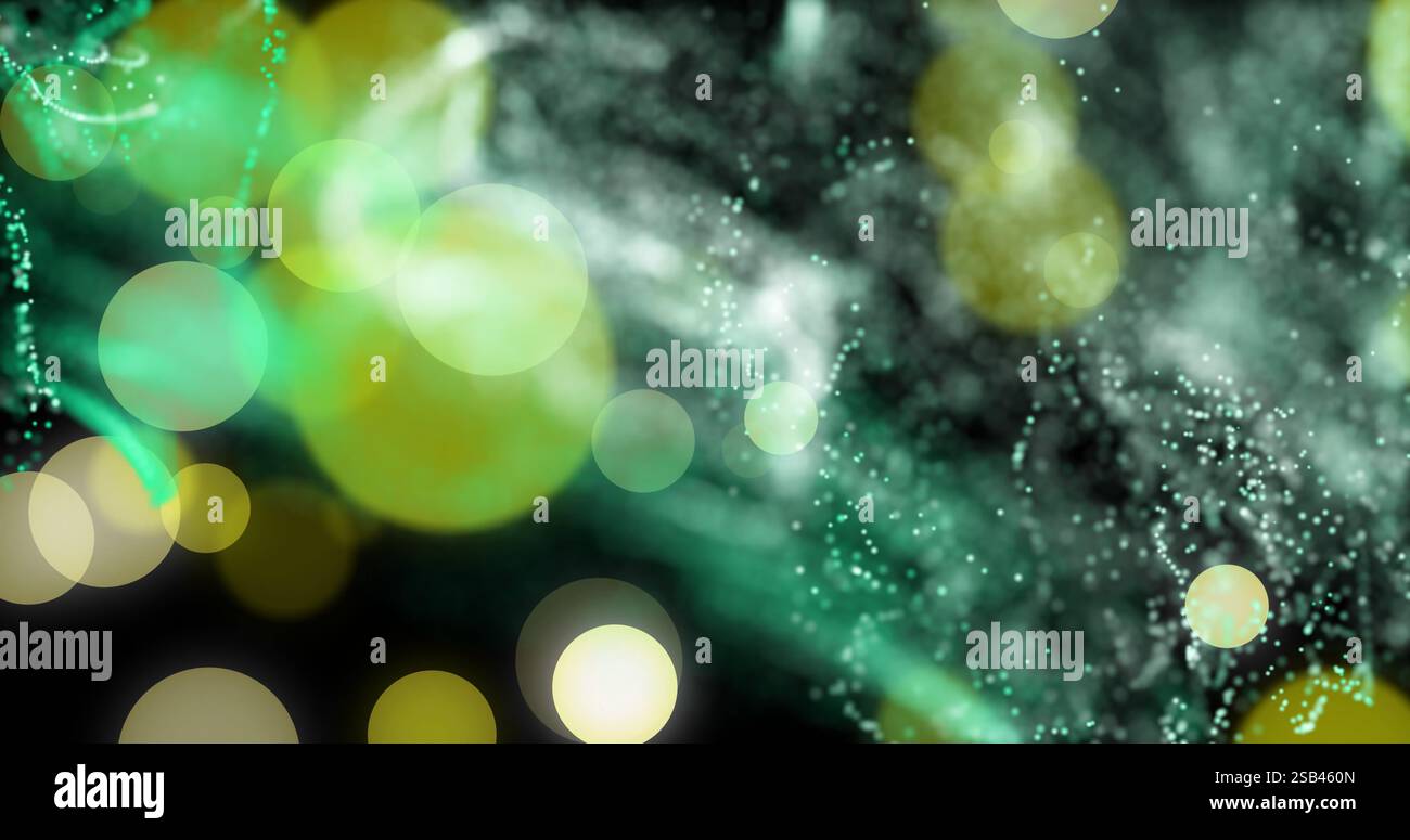 Dynamic green yellow glowing particles hi-res stock photography and ...