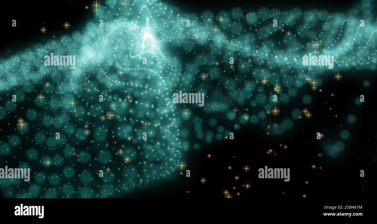 Glowing particles forming nebula-like shape in space image. Outer space ...