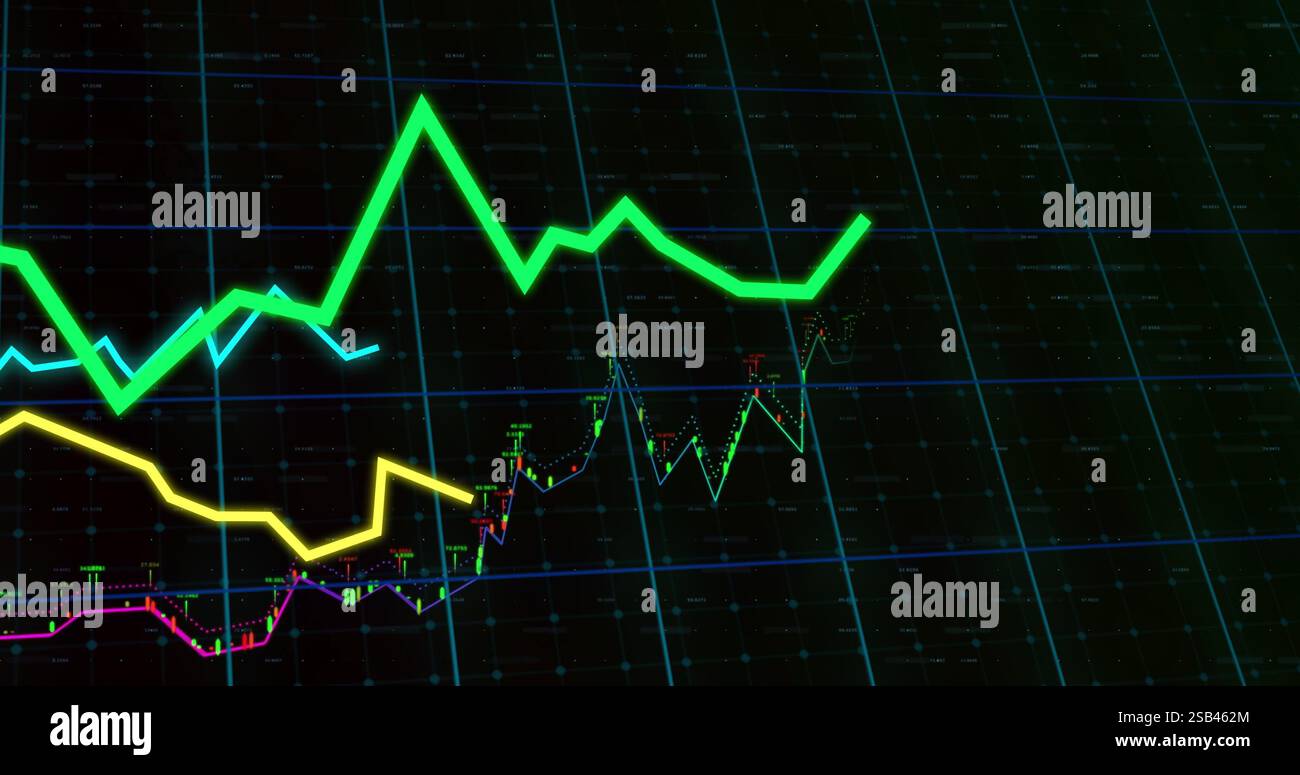 Stock market graph image over grid background Stock Photo - Alamy
