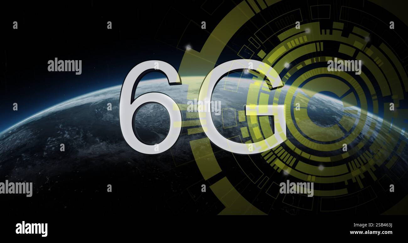 Image of 6g text and data processing over scope scanning Stock Photo ...