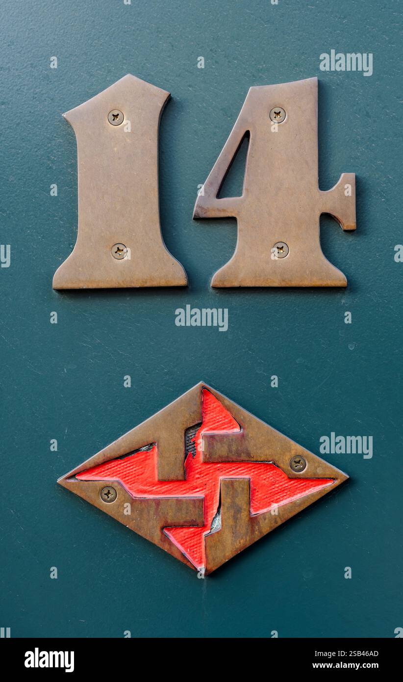 A number plate on Botchan Ressha, a replica train at Dogo Onsen Station ...