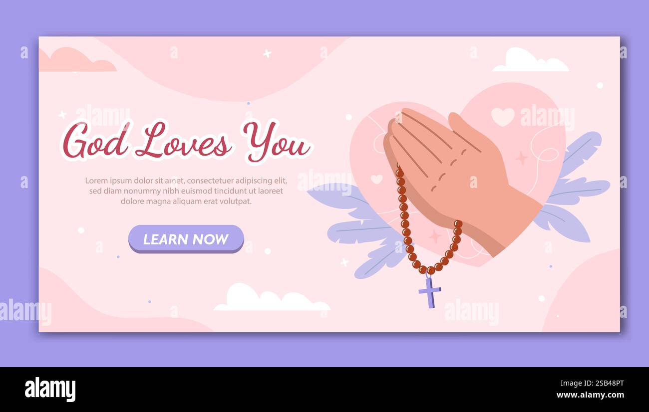 Praying Hands with Rosary. Vector illustration Stock Vector Image & Art ...