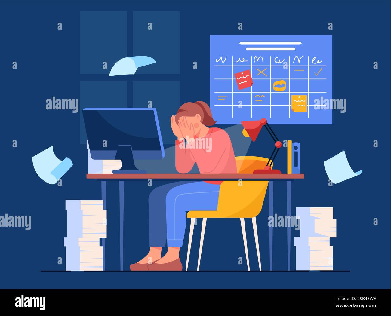 Stressed woman in office Stock Vector Images - Alamy