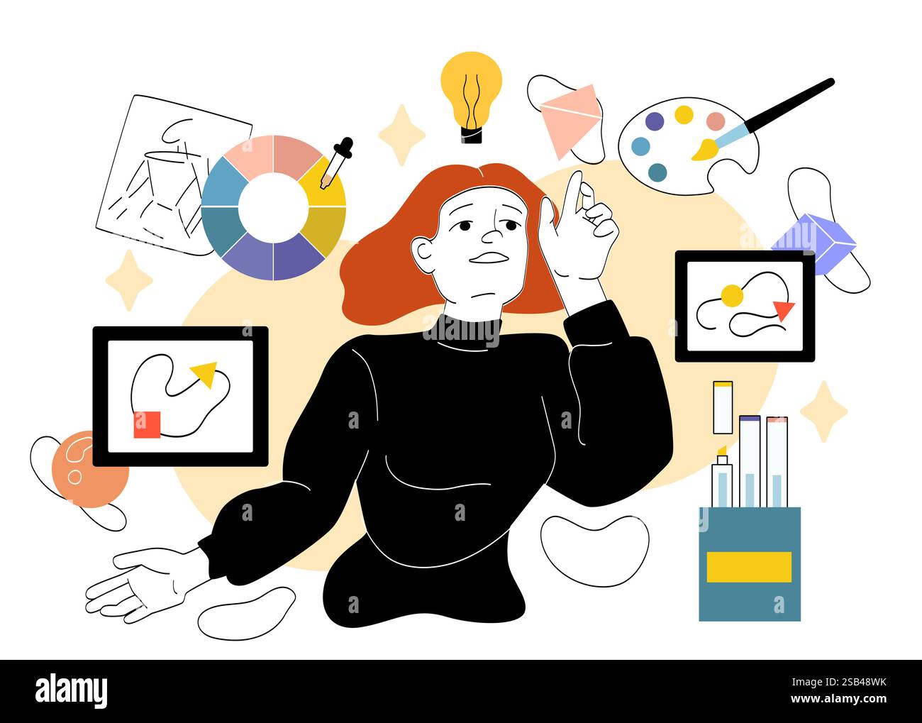 Creative artist thinking illustration. Vector illustration Stock Vector ...