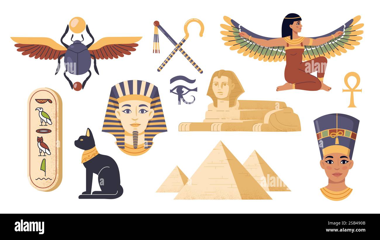 Ancient Egyptian symbols illustration. Vector illustration Stock Vector ...