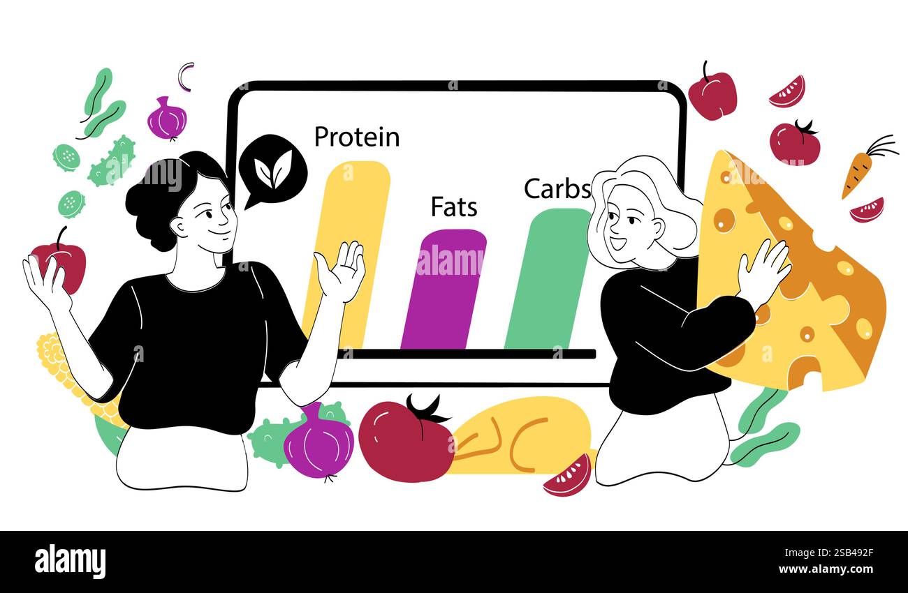 Nutrition chart and food concept. Vector illustration Stock Vector ...