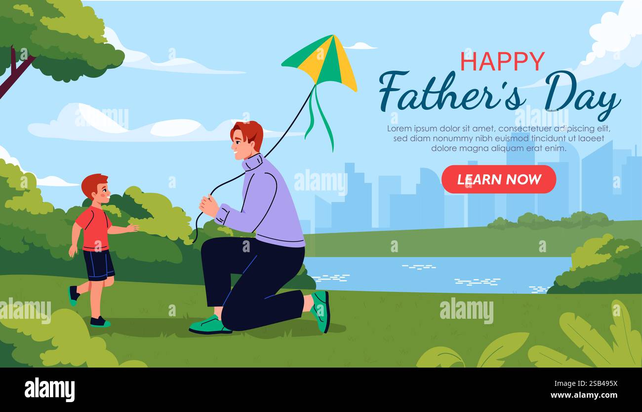 Father's Day celebration outdoors. Vector illustration Stock Vector ...