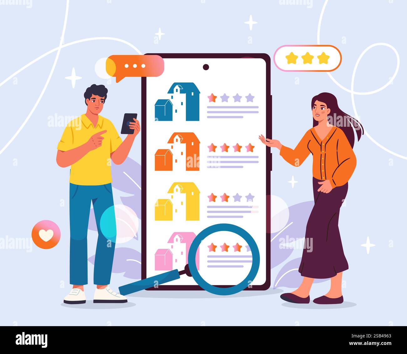 Online property rating concept. Vector illustration Stock Vector Image ...