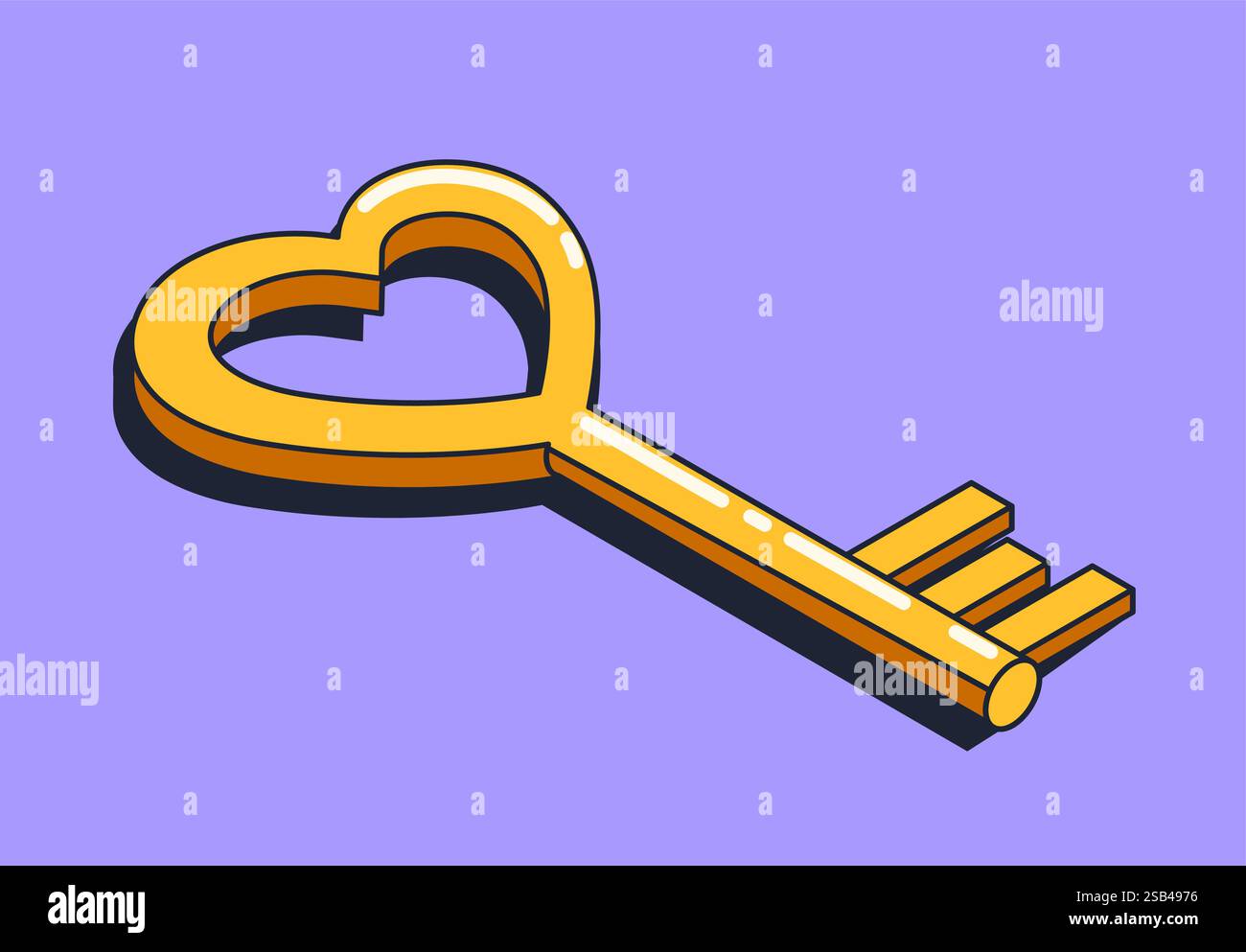 Heart-shaped key on purple. Vector illustration Stock Vector Image ...