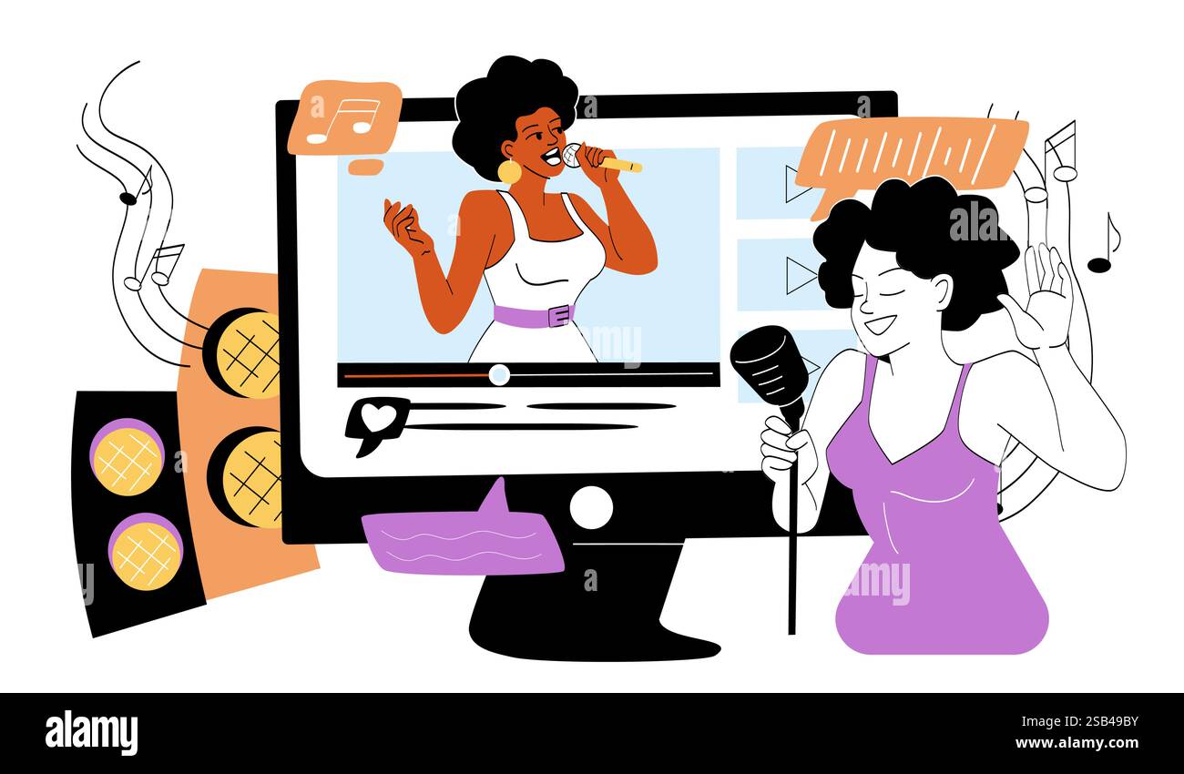 Online singing and music stream. Vector illustration Stock Vector Image ...