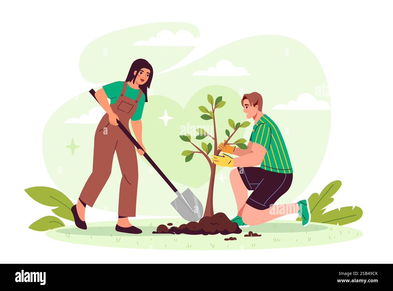 Tree planting activity illustration. Vector illustration Stock Vector ...