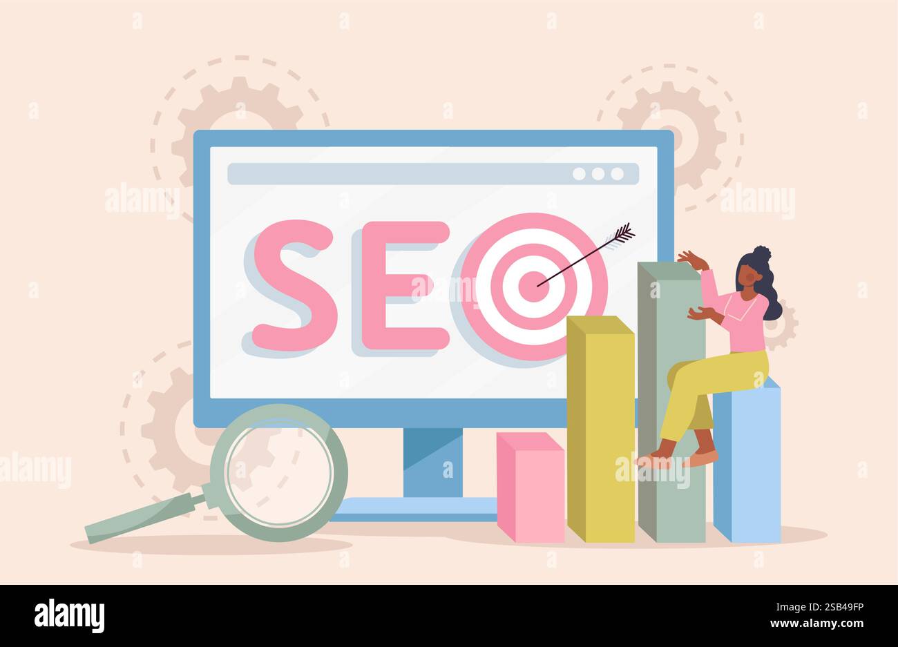 SEO concept with target illustration. Vector illustration Stock Vector ...