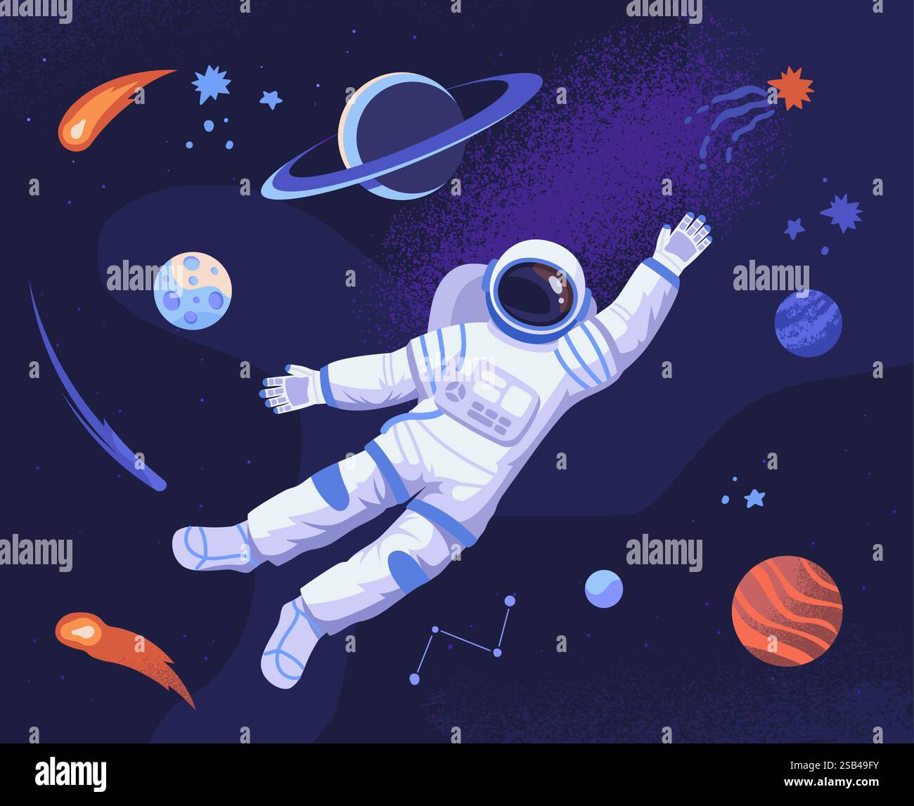 Astronaut Floating in Space. Vector illustration Stock Vector Image ...