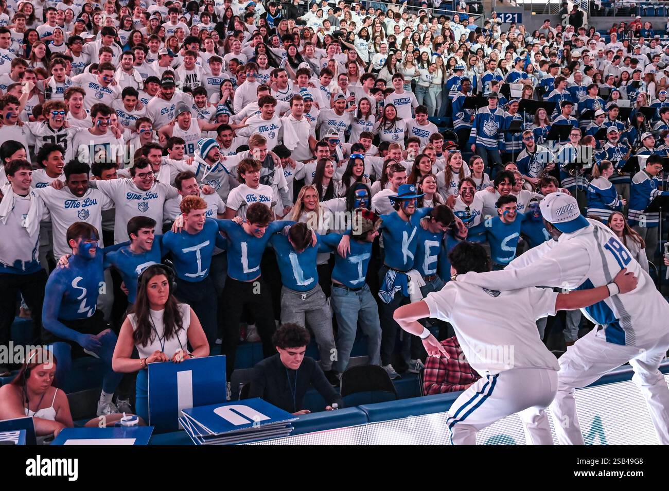 JANUARY 31, 2025: The Saint Louis student section gets involved pregame ...