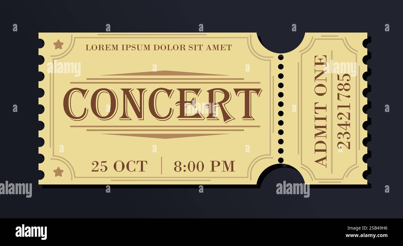 Concert ticket illustration. Vector illustration Stock Vector Image ...