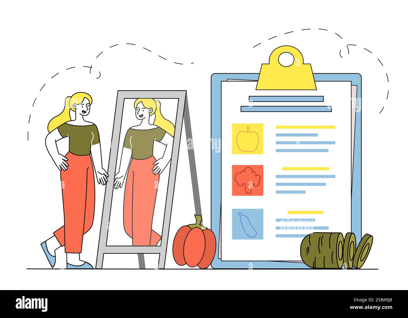 Healthy lifestyle and self-reflection. Vector illustration Stock Vector ...