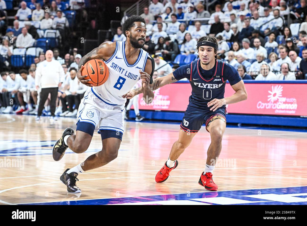 JANUARY 31, 2025: Saint Louis Billikens guard Kobe Johnson (8) dribbles ...