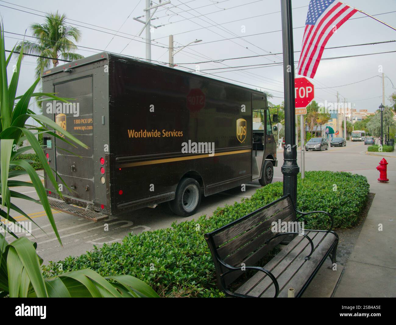Editorial Use Only. Key West, Florida, USA, January 21, 2025.Brown UPS ...