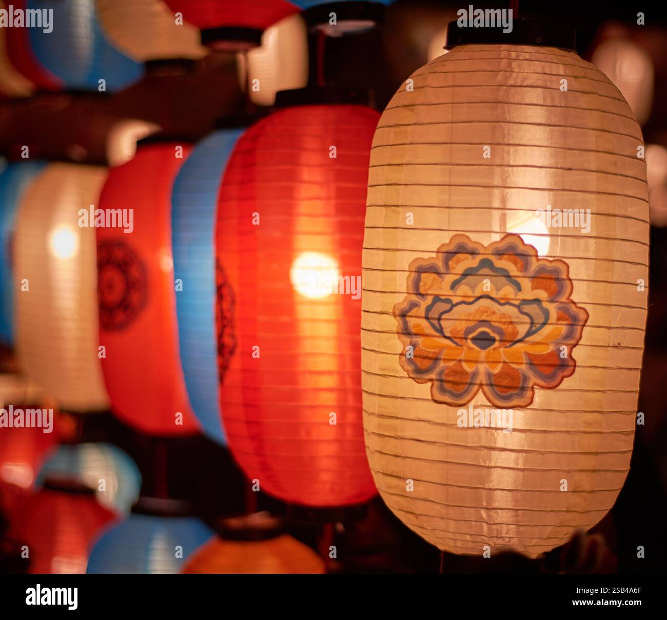 Bright lanterns at night during Chinese traditional festival Stock ...